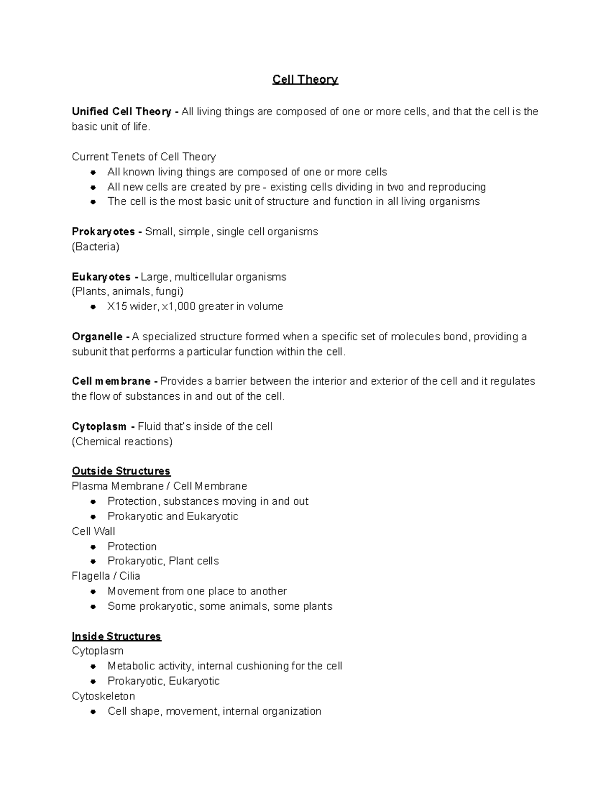 Cell Theory - n/a - Cell Theory Unified Cell Theory - All living things ...