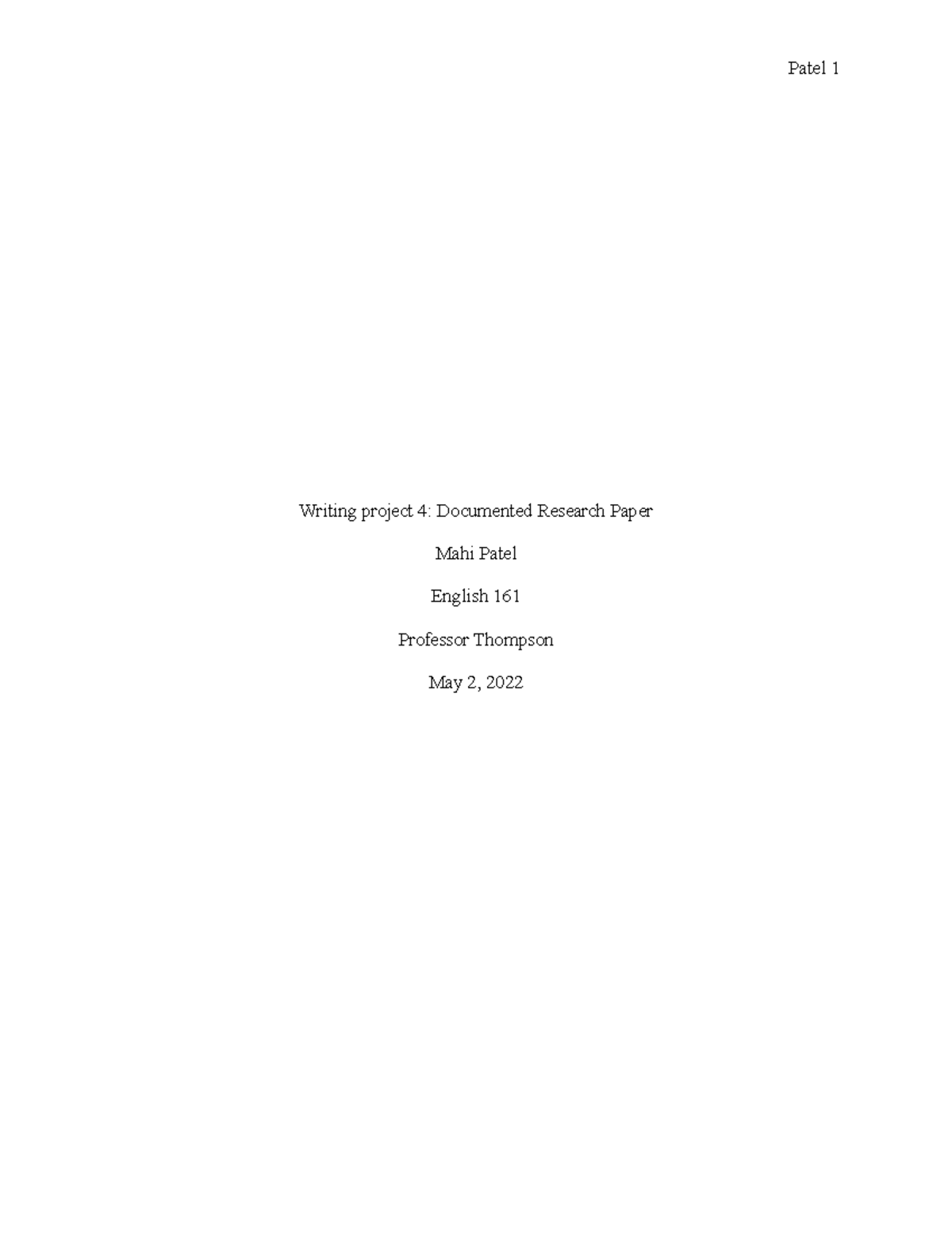 Wp4 - researched essay - Writing project 4: Documented Research Paper ...