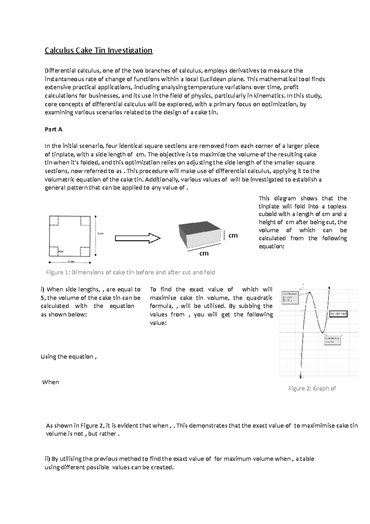 Calculus Cake Tin Investigation - Calculus Cake Tin Investigation ...