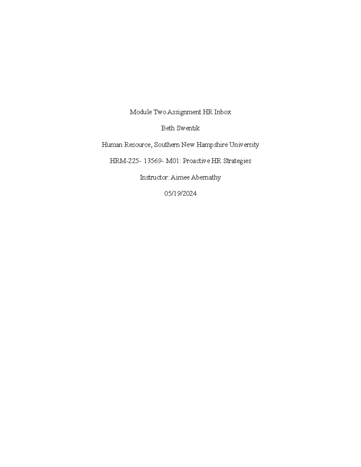 Hrm 225 Module Two Assignment Hr Inbox 05 19 2024 Module Two