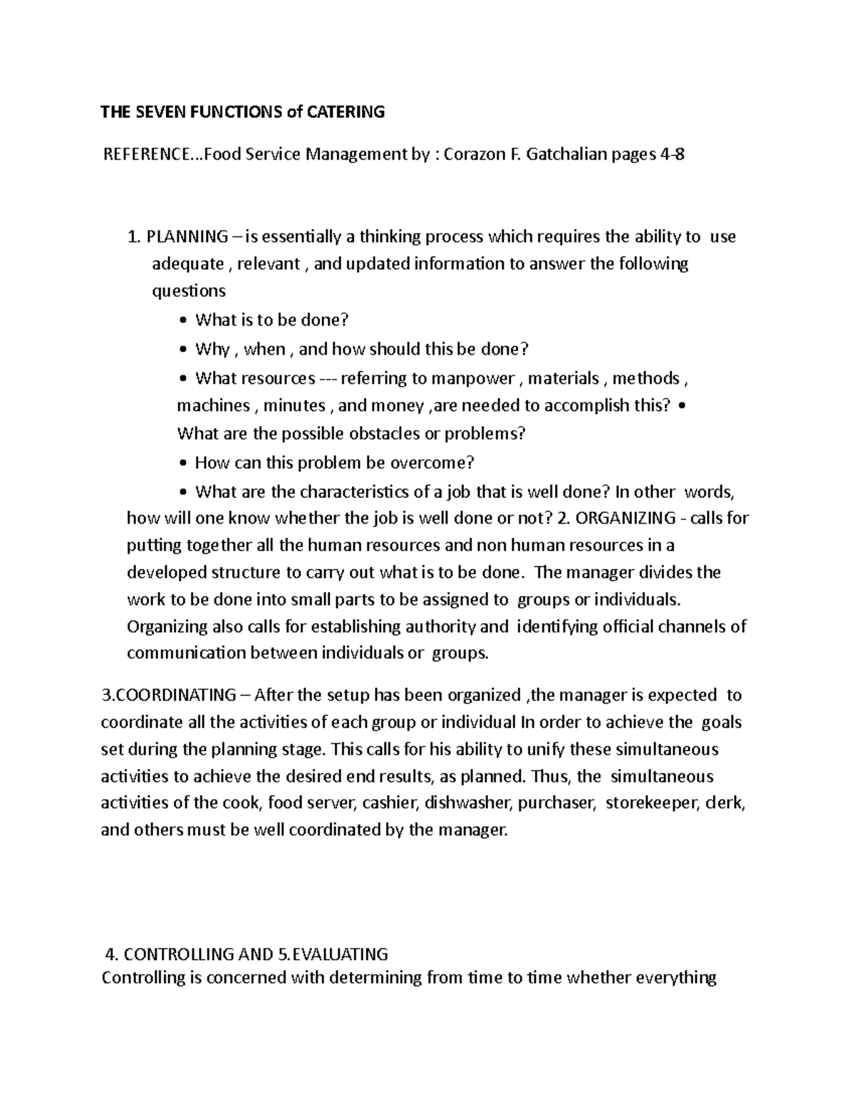 THE Seven Functions of Catering - THE SEVEN FUNCTIONS of CATERING ...