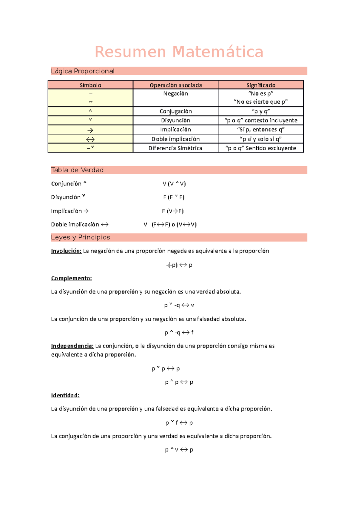 Resumen Matemática - Matematica - Resumen Matemática Lógica ...