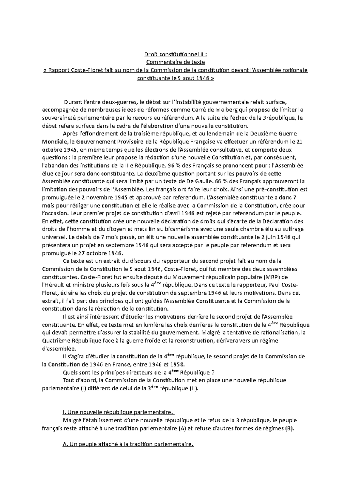 Commentaire de texte droit constitutionnel II - Droit constitutionnel ...