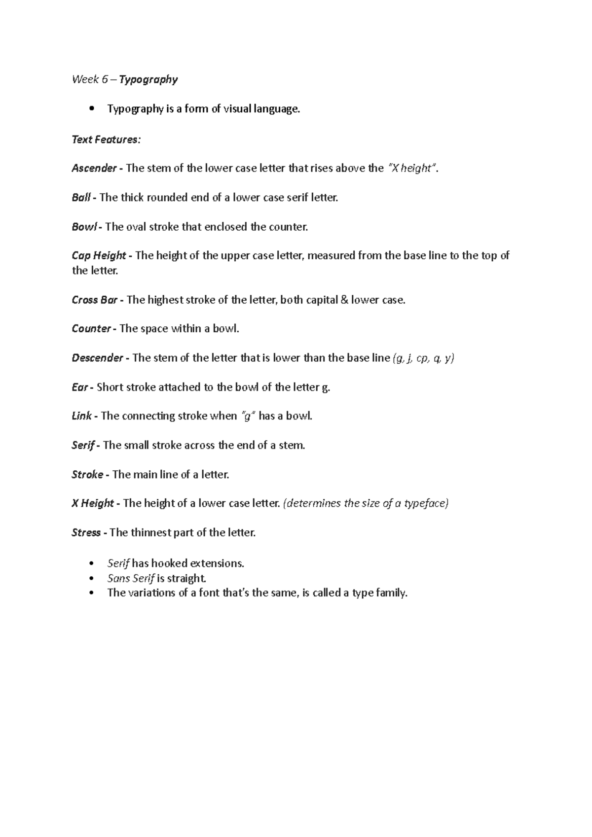 Lecture 6 - Typography - Week 6 – Typography Typography is a form of ...