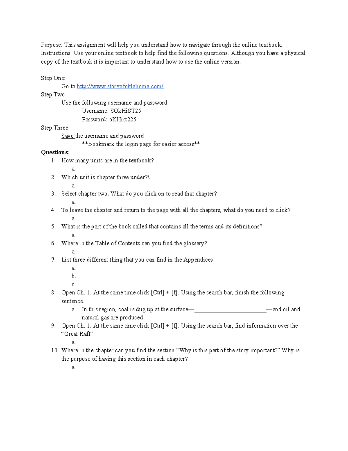 Textbook Scavenger Hunt - Purpose: This assignment will help you ...