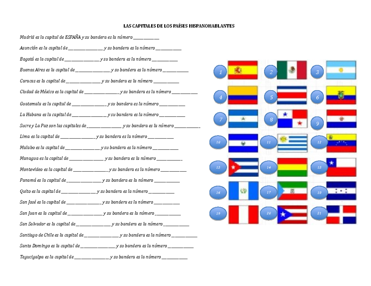 Los capitales de paises hispanohablantes - LAS CAPITALES DE LOS PAÍSES ...