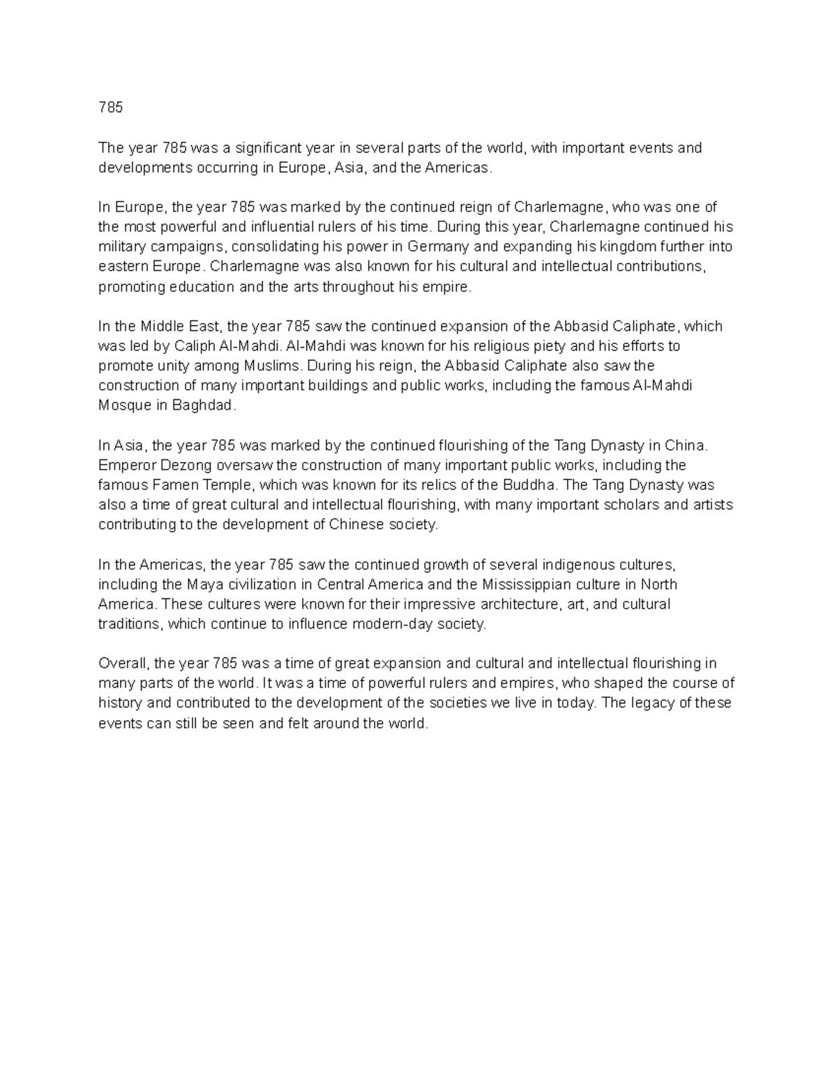 703 (70) - Facts - 785 The year 785 was a significant year in several ...