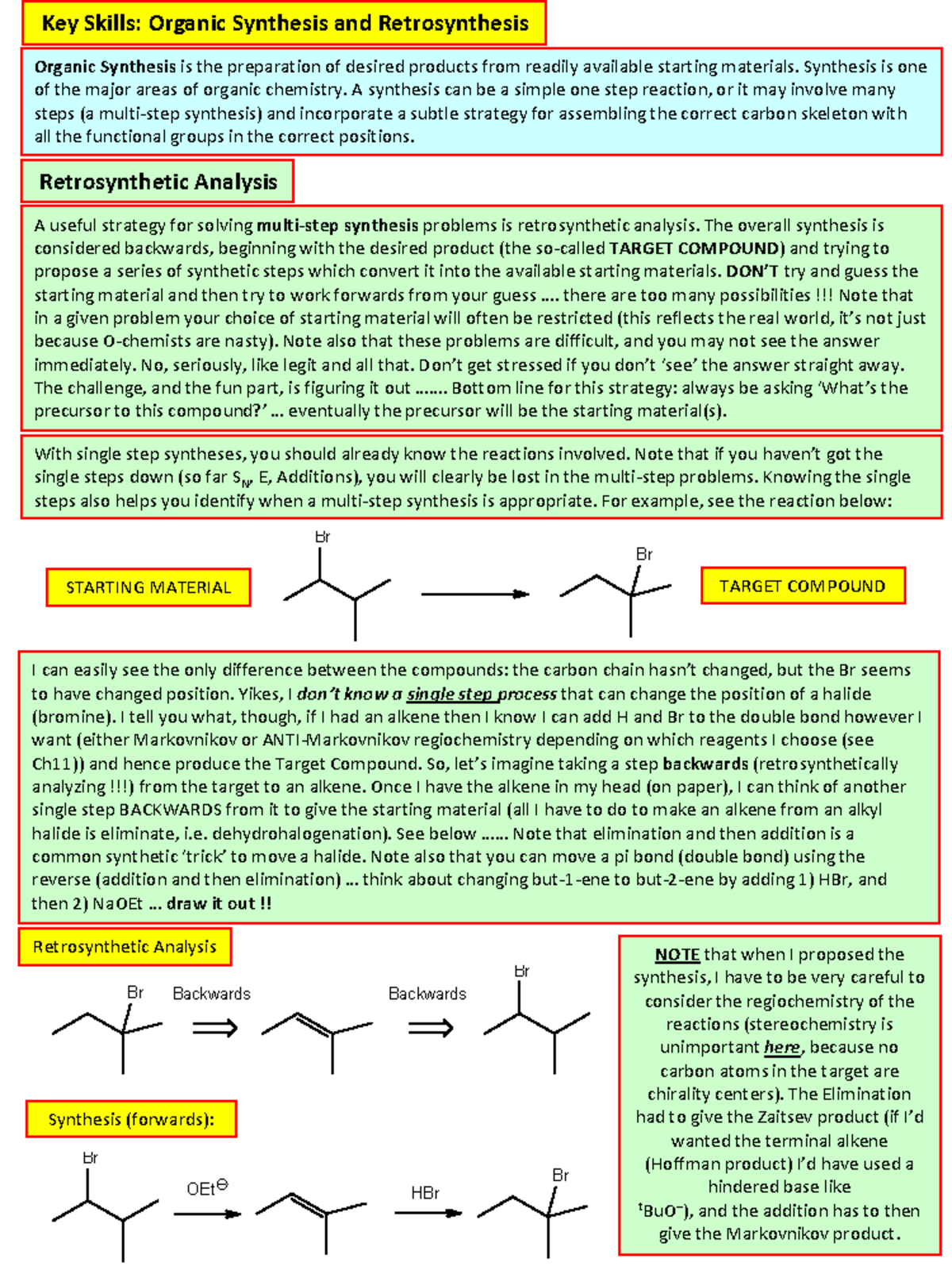Key Skills Organic Synthesis and Retrosynthetic Analysis - Key Skills ...
