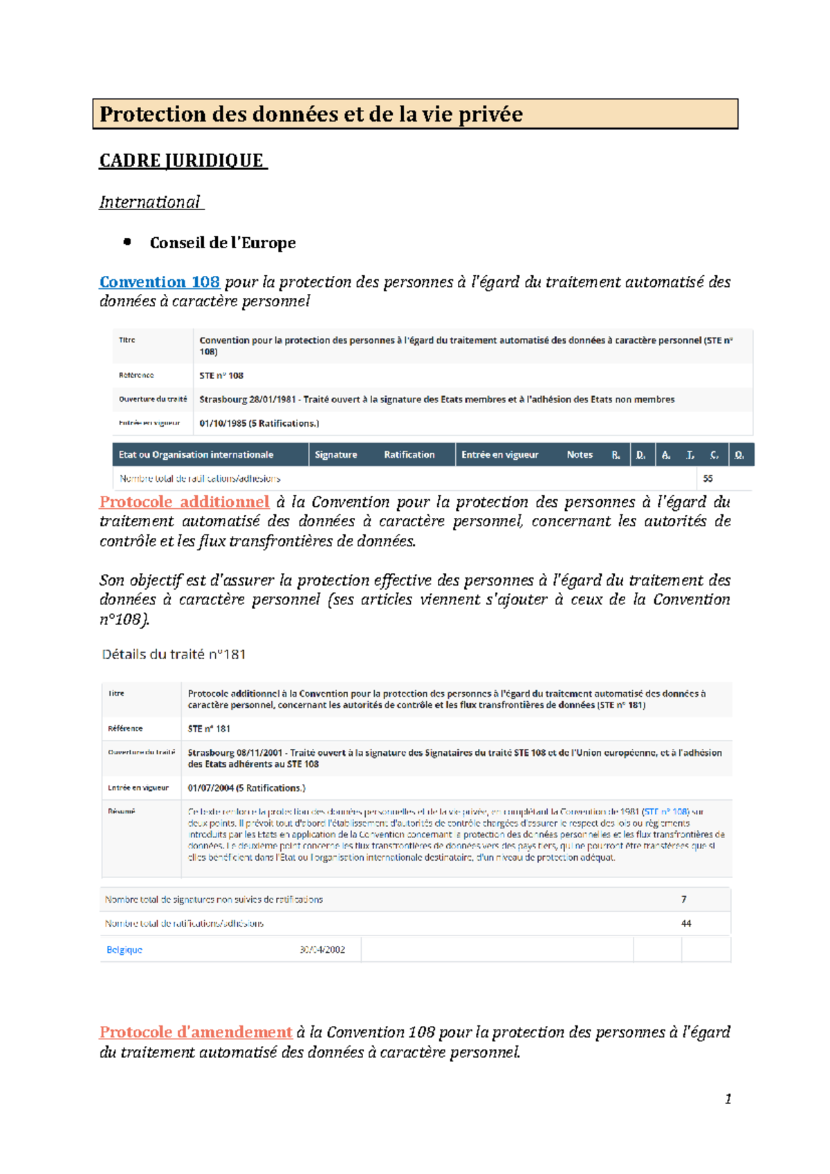 Protection de la vie privée et des données - Protection des données et de la vie privée CADRE ...