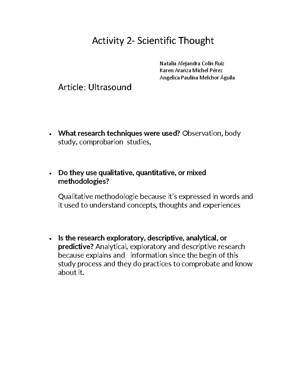 Activity 2- scientific thought - Activity 2- Scientific Thought Natalia ...