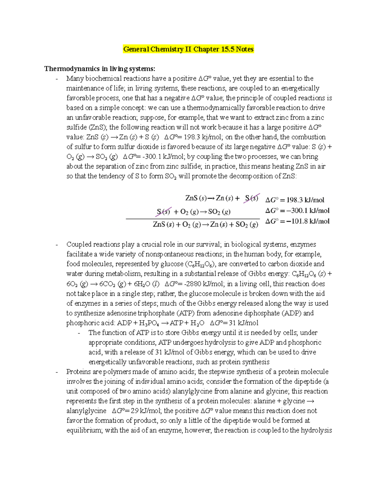 General Chemistry II Chapter 15.5 Notes - General Chemistry II Chapter ...