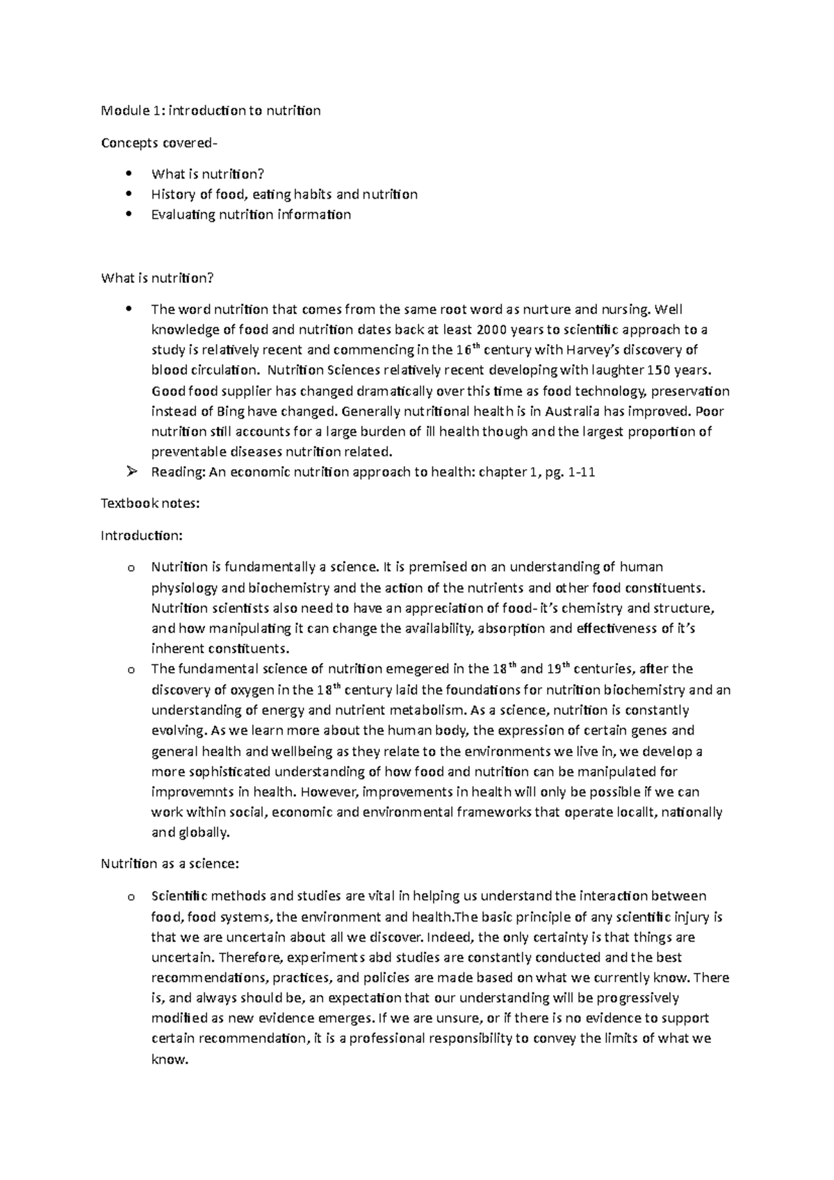 Introduction to nutrition - Module 1: introduction to nutrition ...
