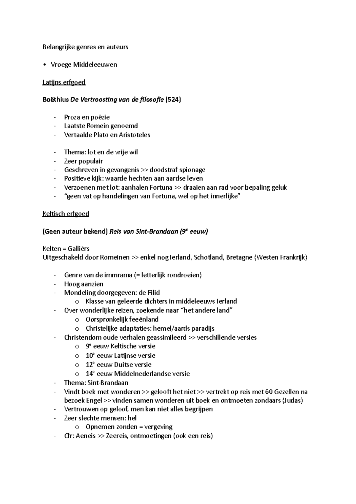 Middeleeuwen - Belangrijke genres en auteurs Vroege Middeleeuwen ...