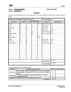 08 seatwork paper work - Laureta,Jennise Ann T. BSHM- Discussion ...
