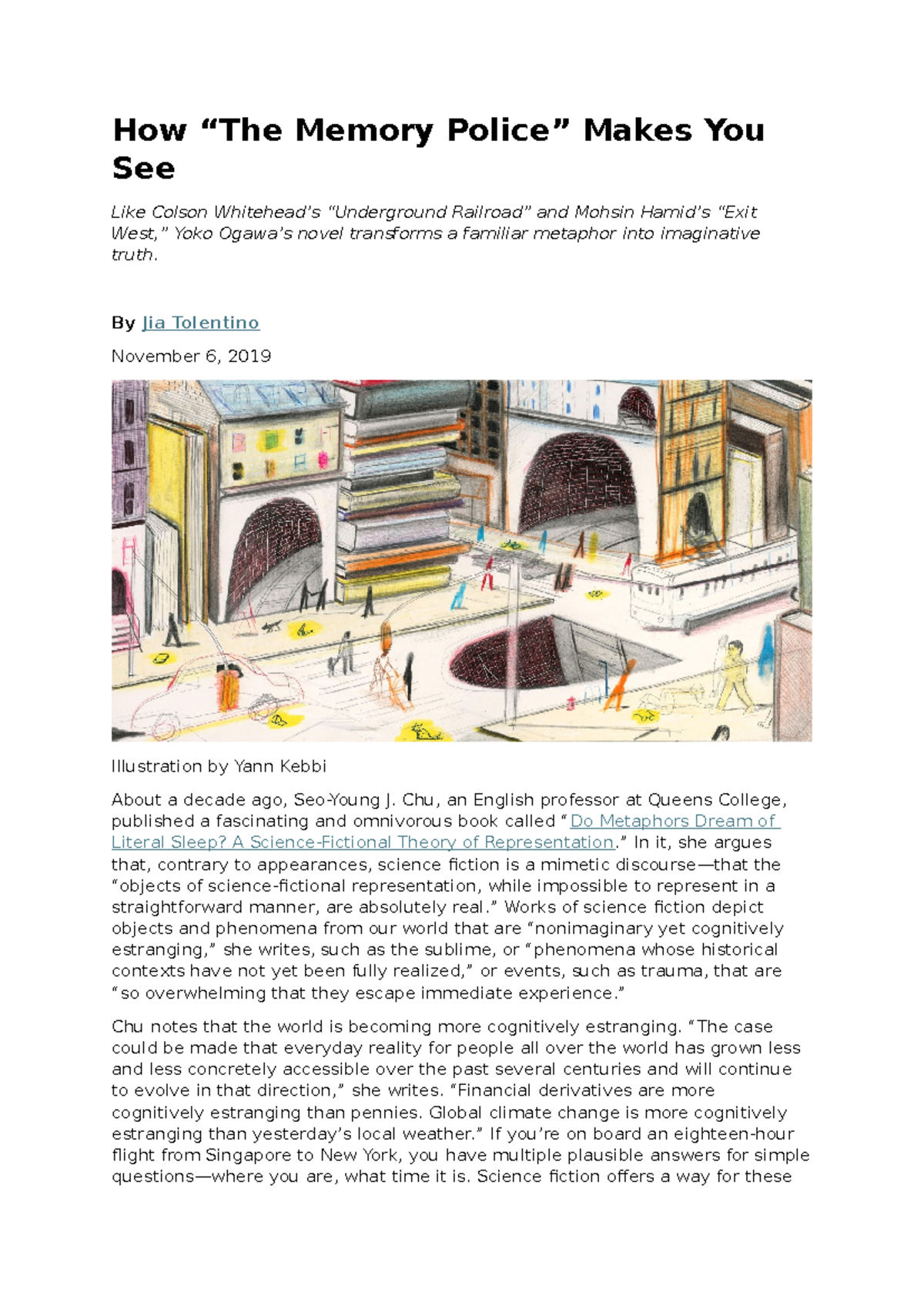 Reading 1 How the Memory Police meakes you see - How “The Memory Police ...