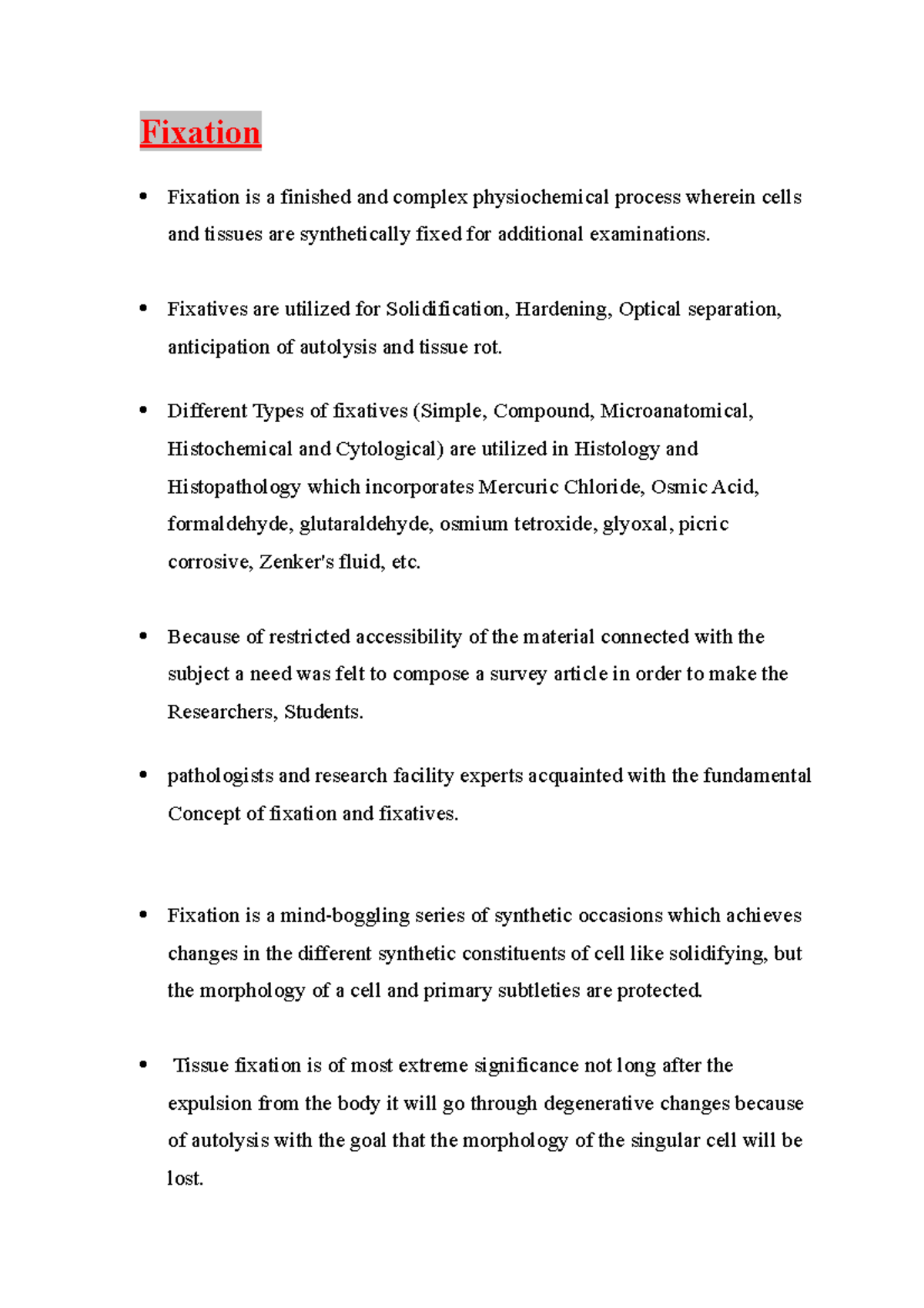 Fixation - useful lecture notes - Fixation Fixation is a finished and ...