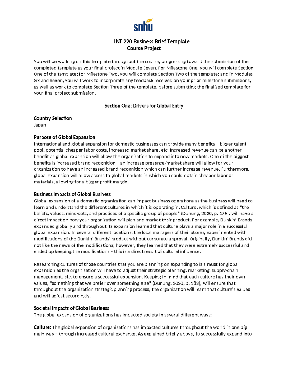 INT 220 Business Brief Template - INT 220 Business Brief Template ...
