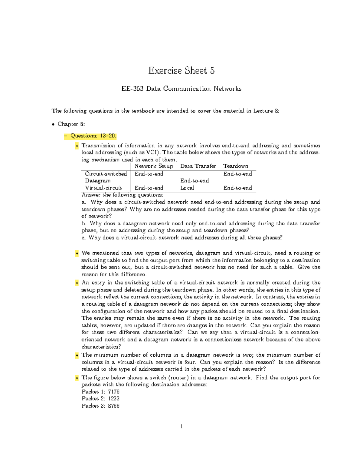 Exercise Sheet 5 - Lorem ipsum dolor sit amet, consectetur adipiscing elit - Exercise Sheet 5 EE ...