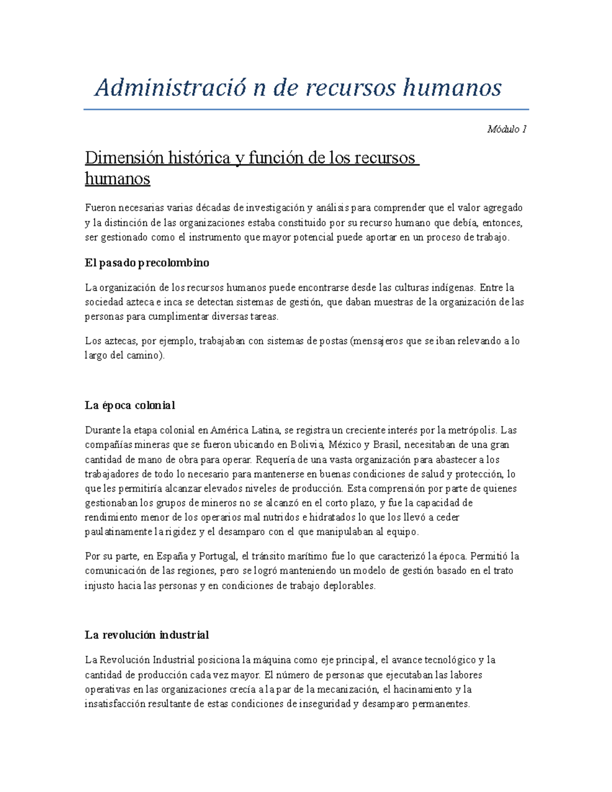 Administración de recursos humanos - Módulo 1 - Administracio n de recursos humanos Dimensión ...