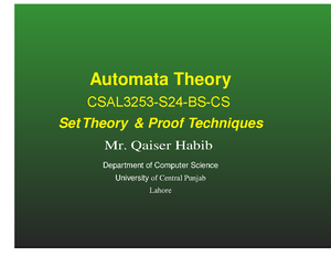 Lecture - 07 - Theory of Automata Lecture – 07 Kleene’s Theorem Theorem Any language that can be ...