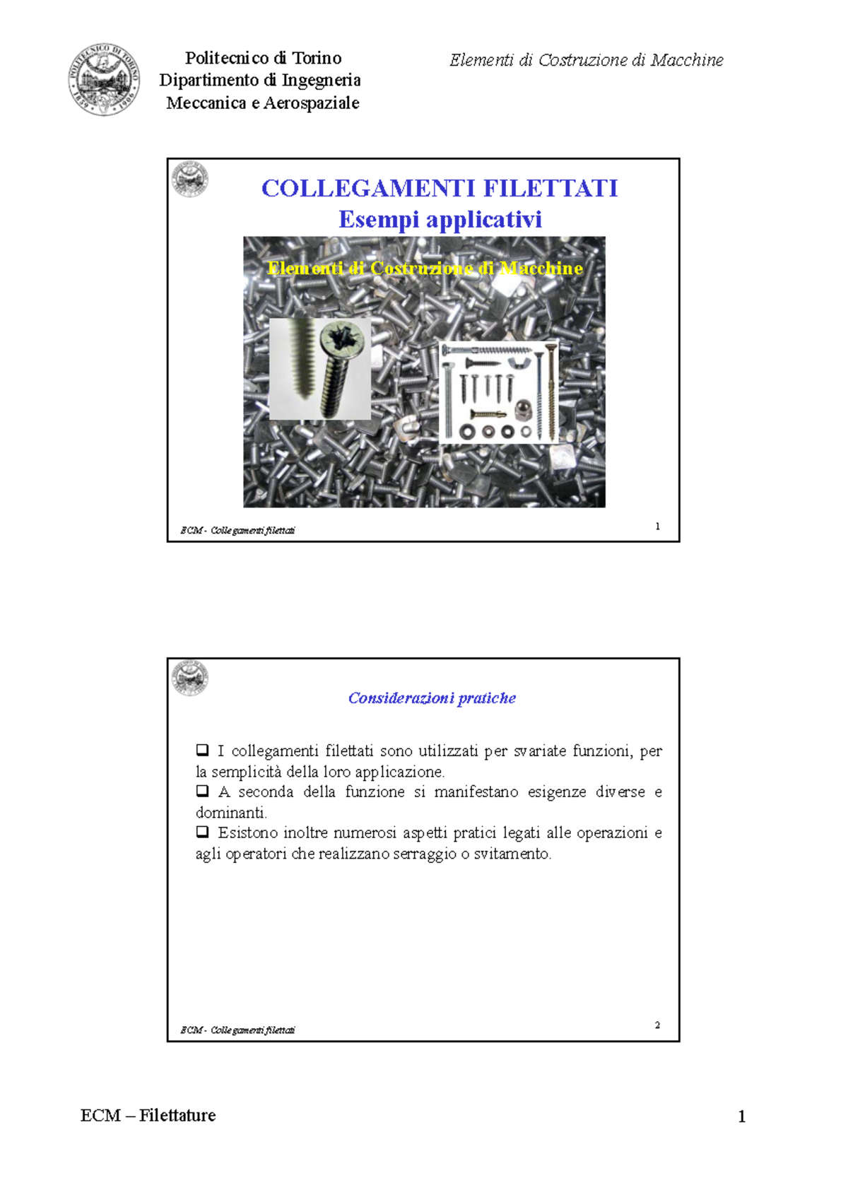Collegamenti filettati esempi applicativi Copia - Dipartimento di ...