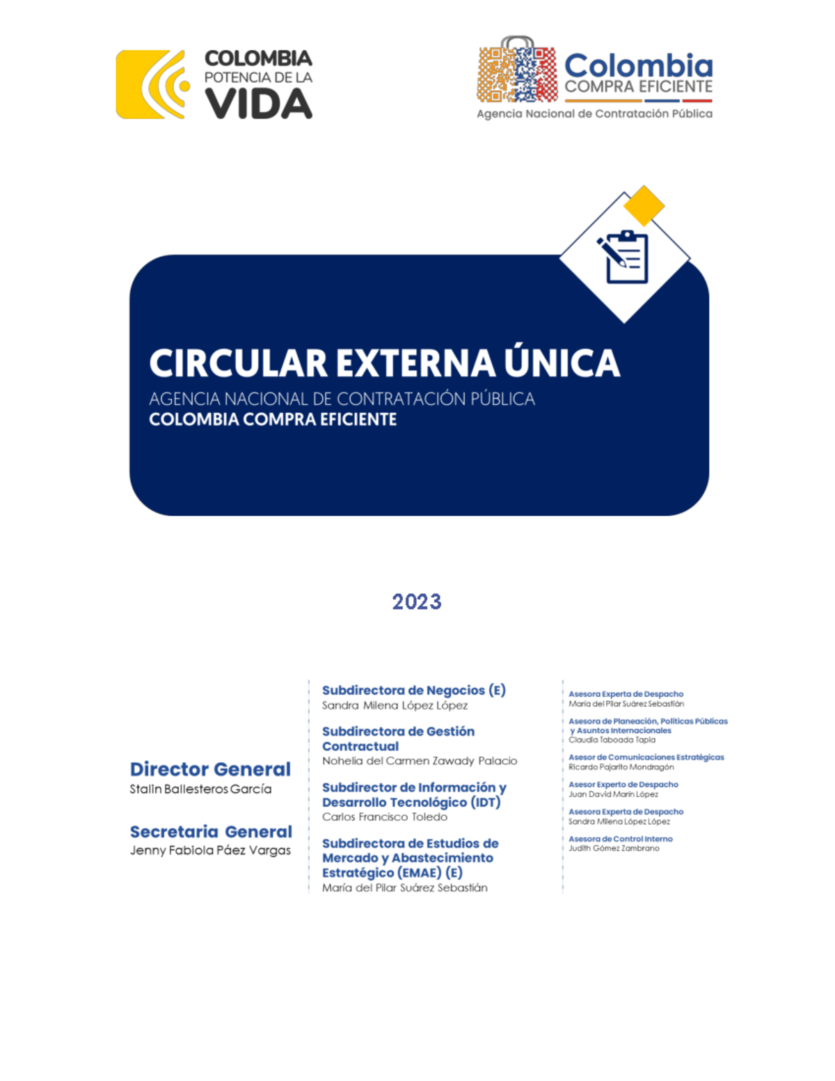 circular_externa_unica_version_3_vf49.pdf DE COLOMBIA COMPRA EFICIENTE - CONTENIDO Código - Studocu