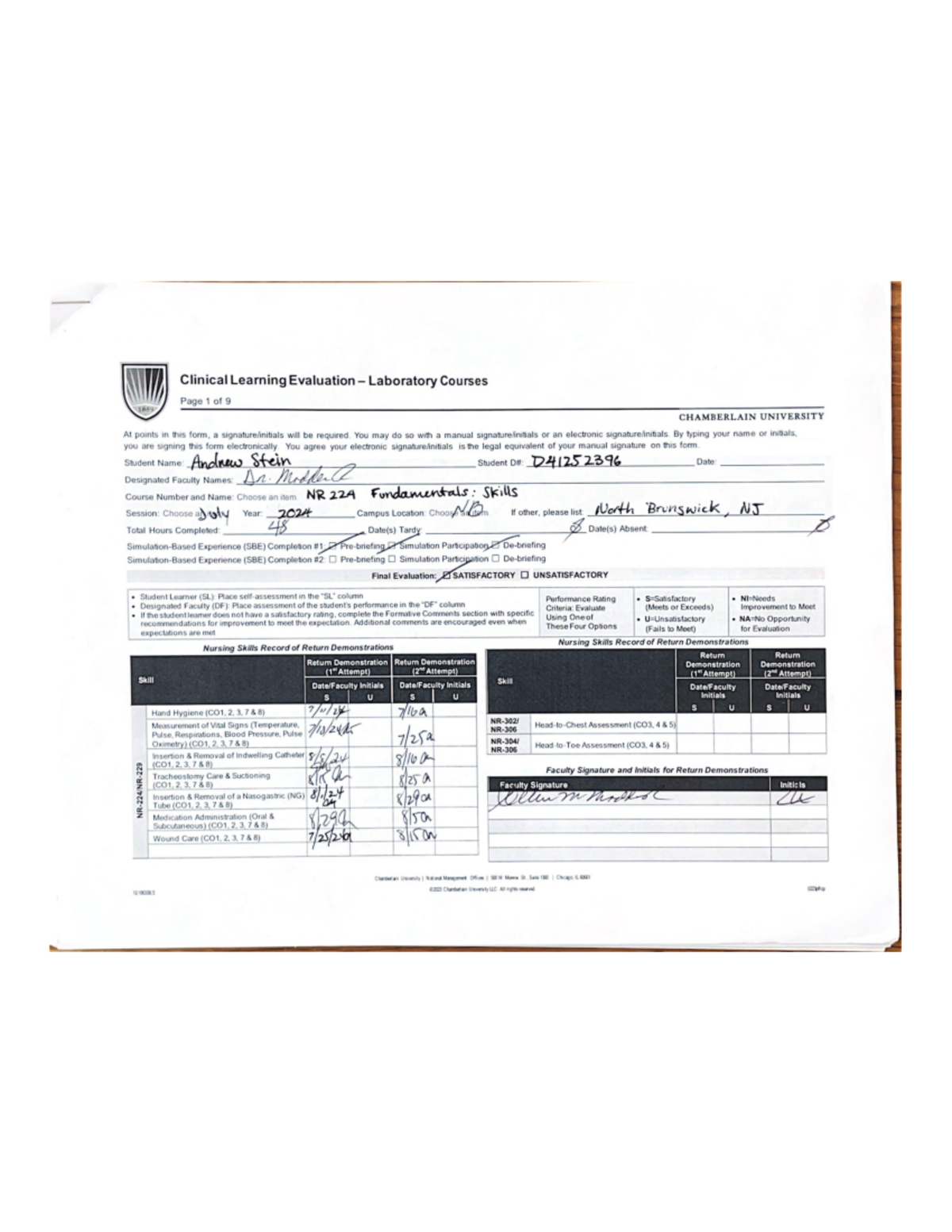NR 224 CLE - CLE - Clinical Learning Evaluation Laboratory Courses Page ...