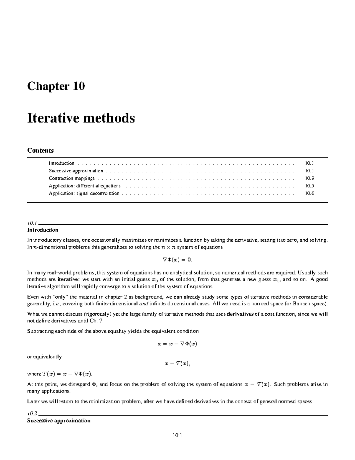 Lecture notes, lecture 10 - Chapter 10 Iterative methods Contents ...