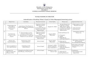 Action Plan CUF PMES - tgfuuu - Republic of the Philippines Department of Education REGION XI ...