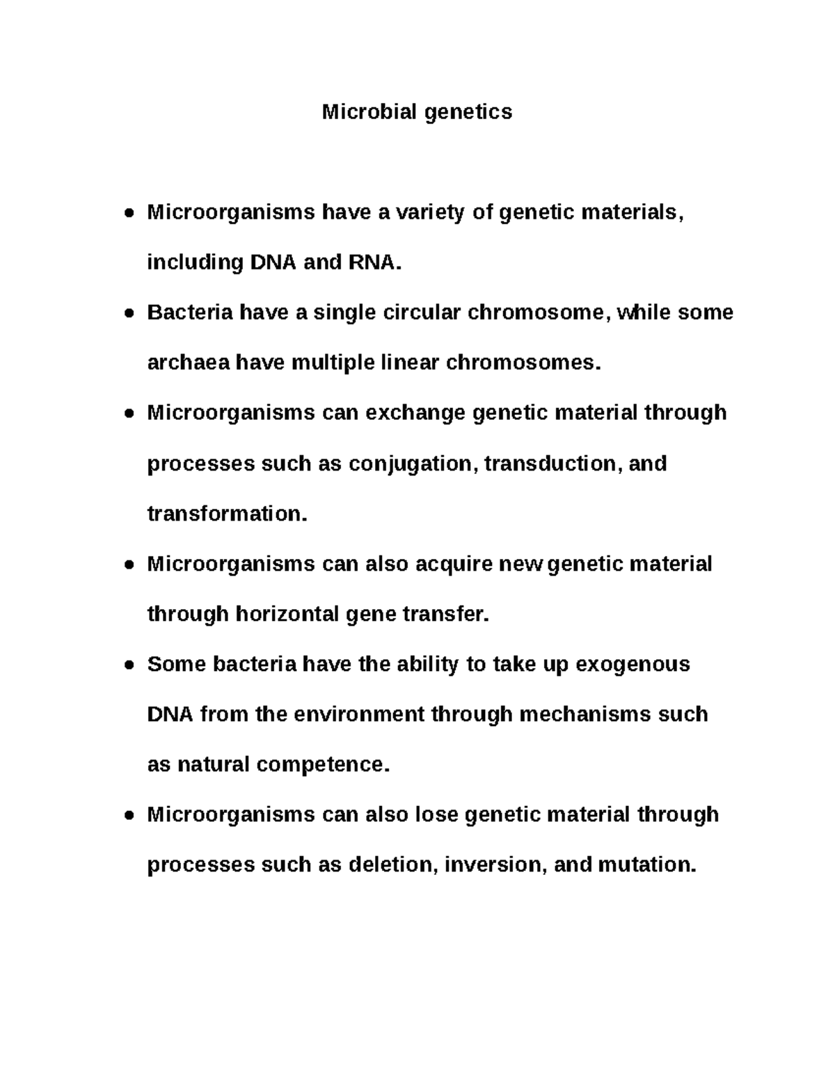 Microbial genetics - Google Docs - Microbial genetics Microorganisms ...