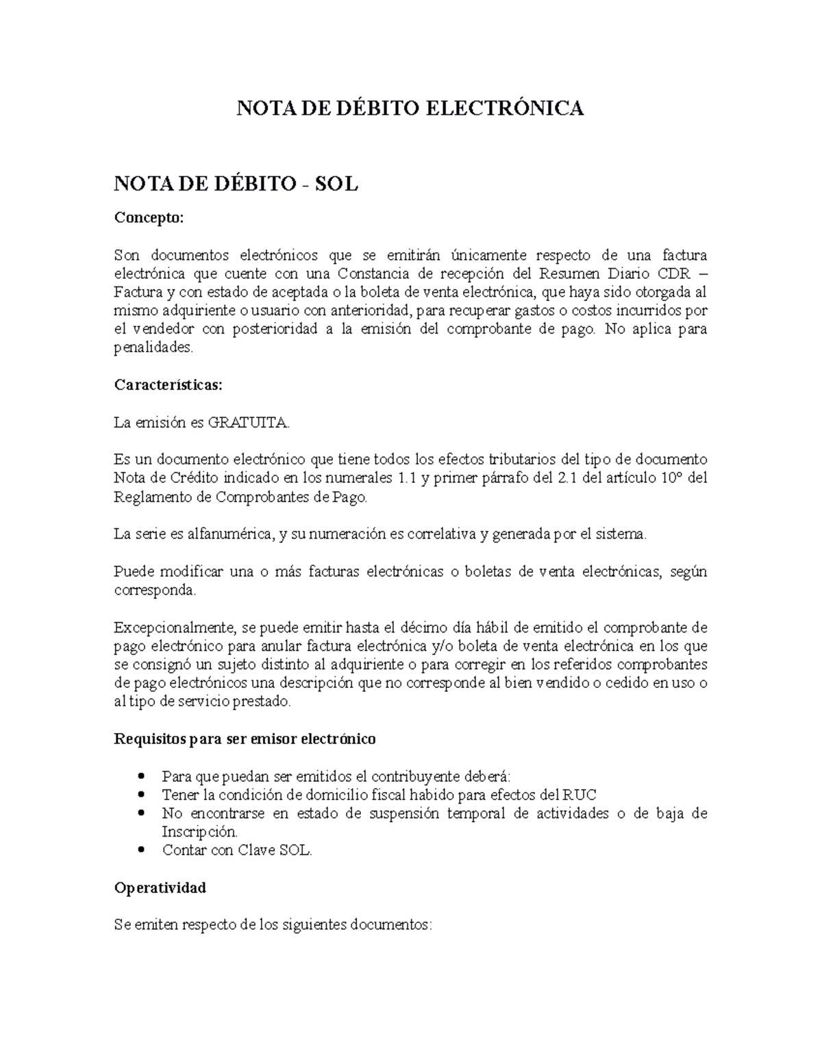 NOTA DE Débito Electrónica - NOTA DE DÉBITO ELECTRÓNICA NOTA DE DÉBITO ...