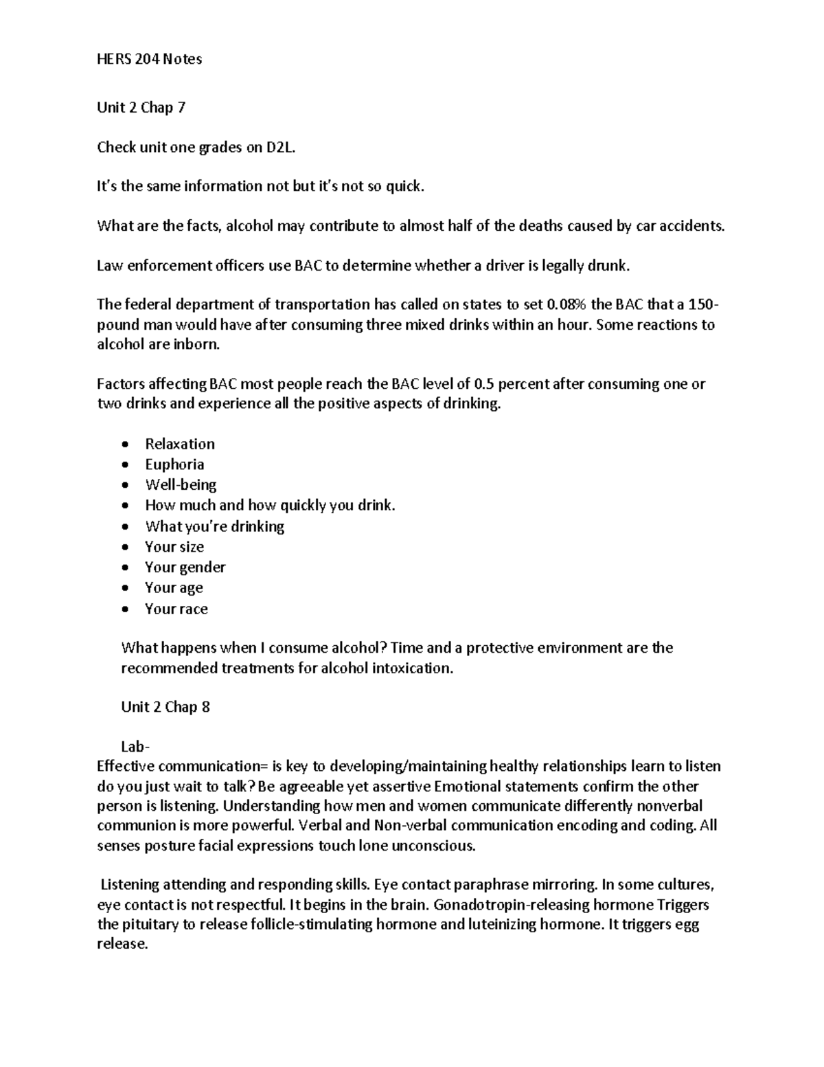 HERS 204 notes PDF - HERS 204 Notes Unit 2 Chap 7 Check unit one grades ...