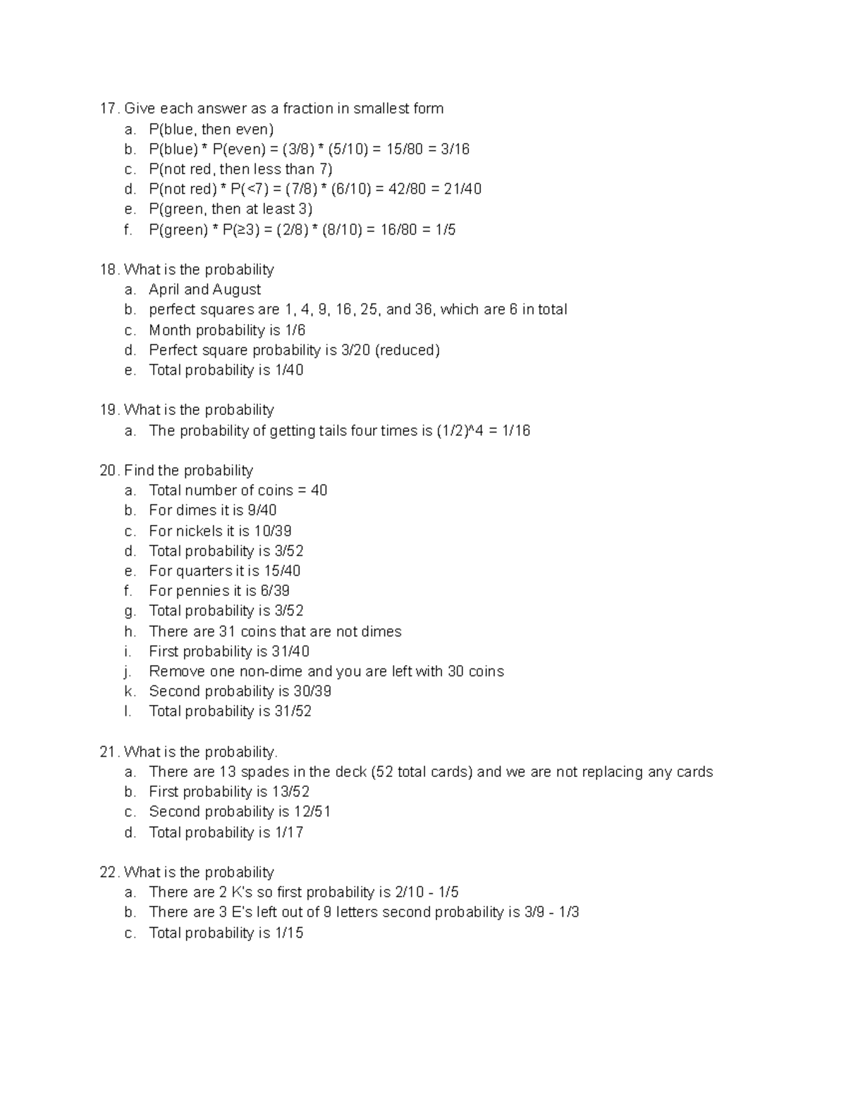 12.1-12.3 Homework Answers - Give each answer as a fraction in smallest ...