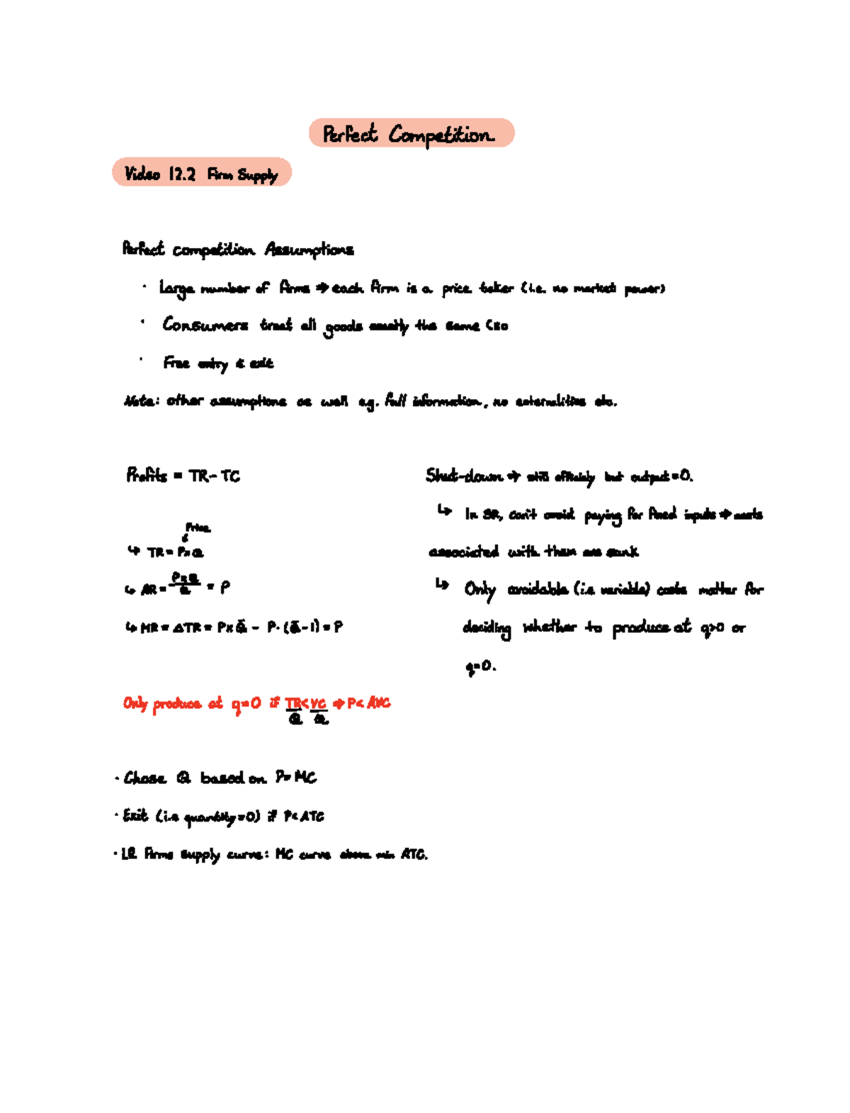 Perfect competition - Notes and practice materials - Perfect ...