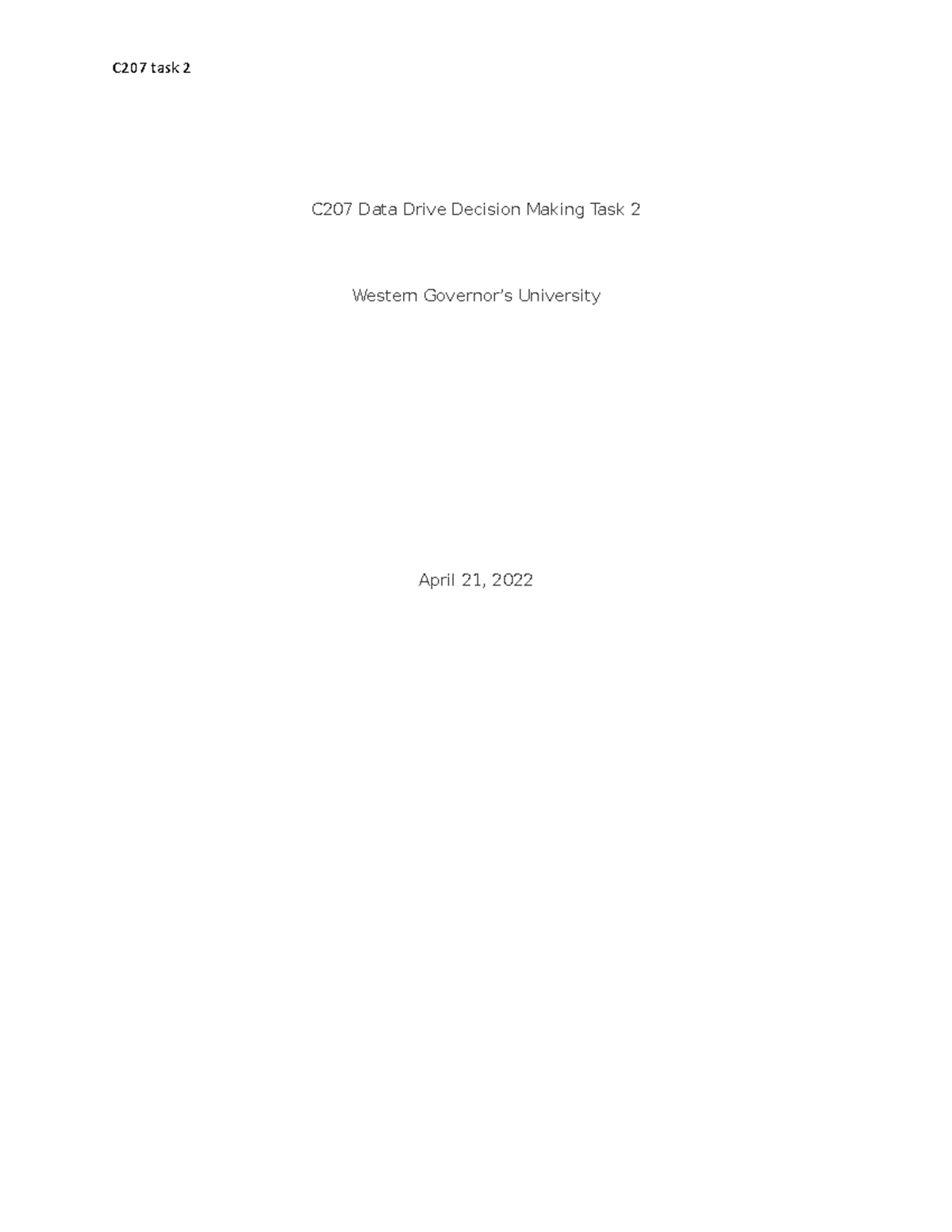 C207 task 2 attempt 2 - C207 Data Drive Decision Making Task 2 Western ... C207 task 2 attempt 2 - C207 Data Drive Decision Making Task 2 Western ...
