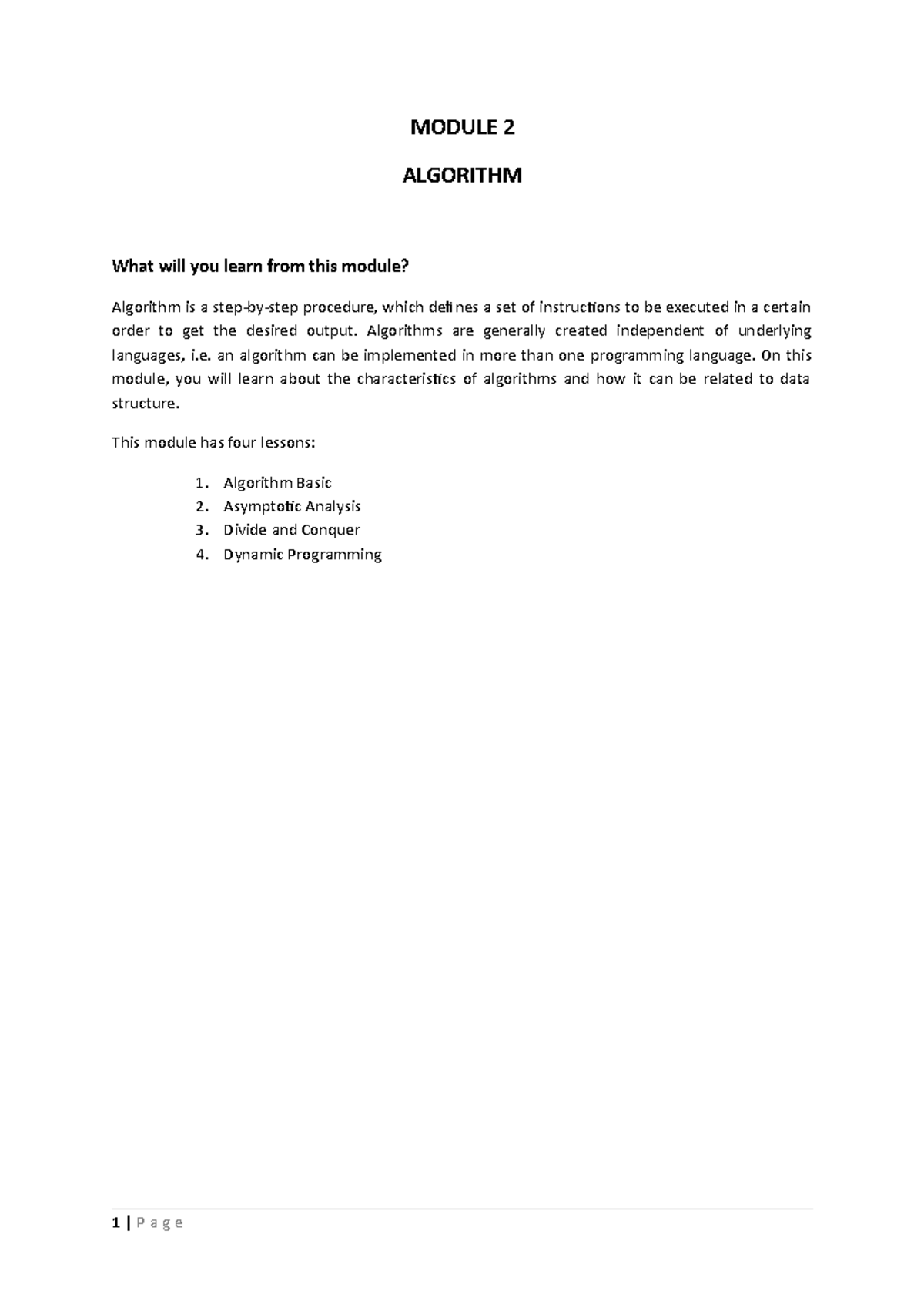 CC104 - Module 2 - n/a - MODULE 2 ALGORITHM What will you learn from ...