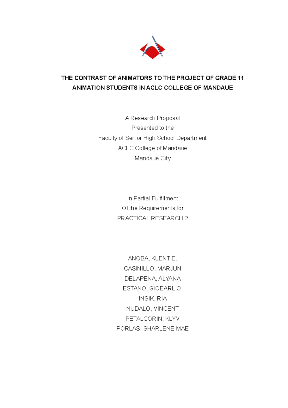 Group 1 3Iss pina ka final - THE CONTRAST OF ANIMATORS TO THE PROJECT ...