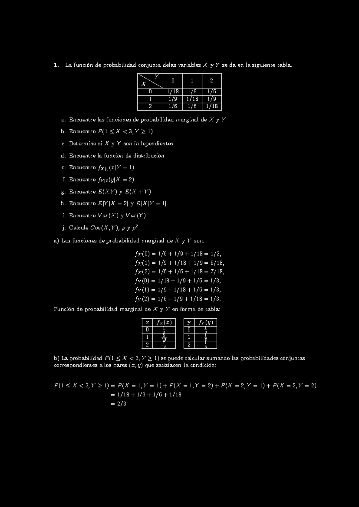 Probabilidad 2025 1 - La funci ́on de probabilidad conjunta delas ...