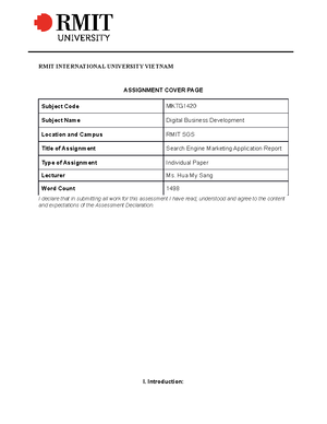 Assignment 2_DBD_79% - DIGITAL BUSINESS DEVELOPMENT SEMESTER 2023 S ...