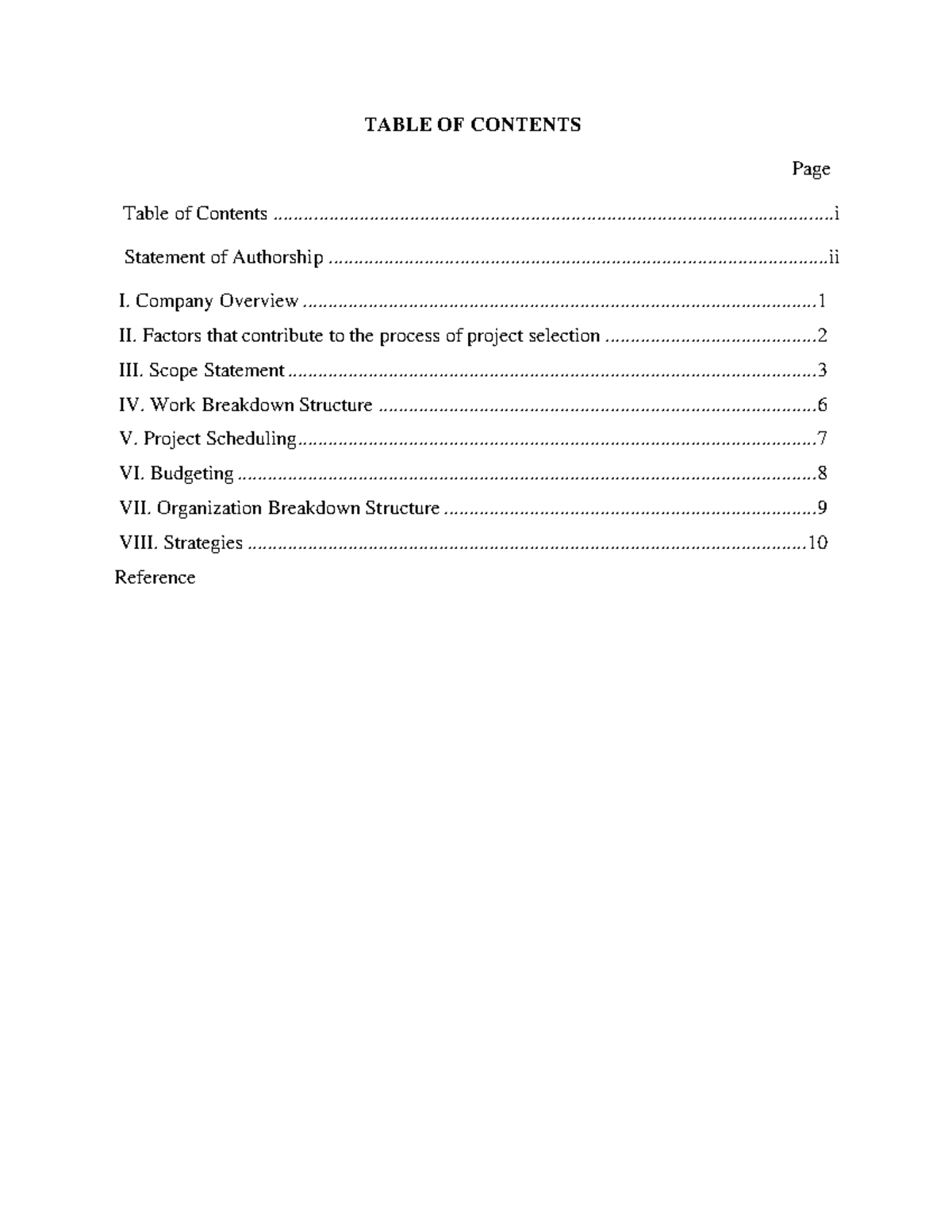 Table-OF- Contents - TABLE OF CONTENTS Page Table of Contents - Studocu