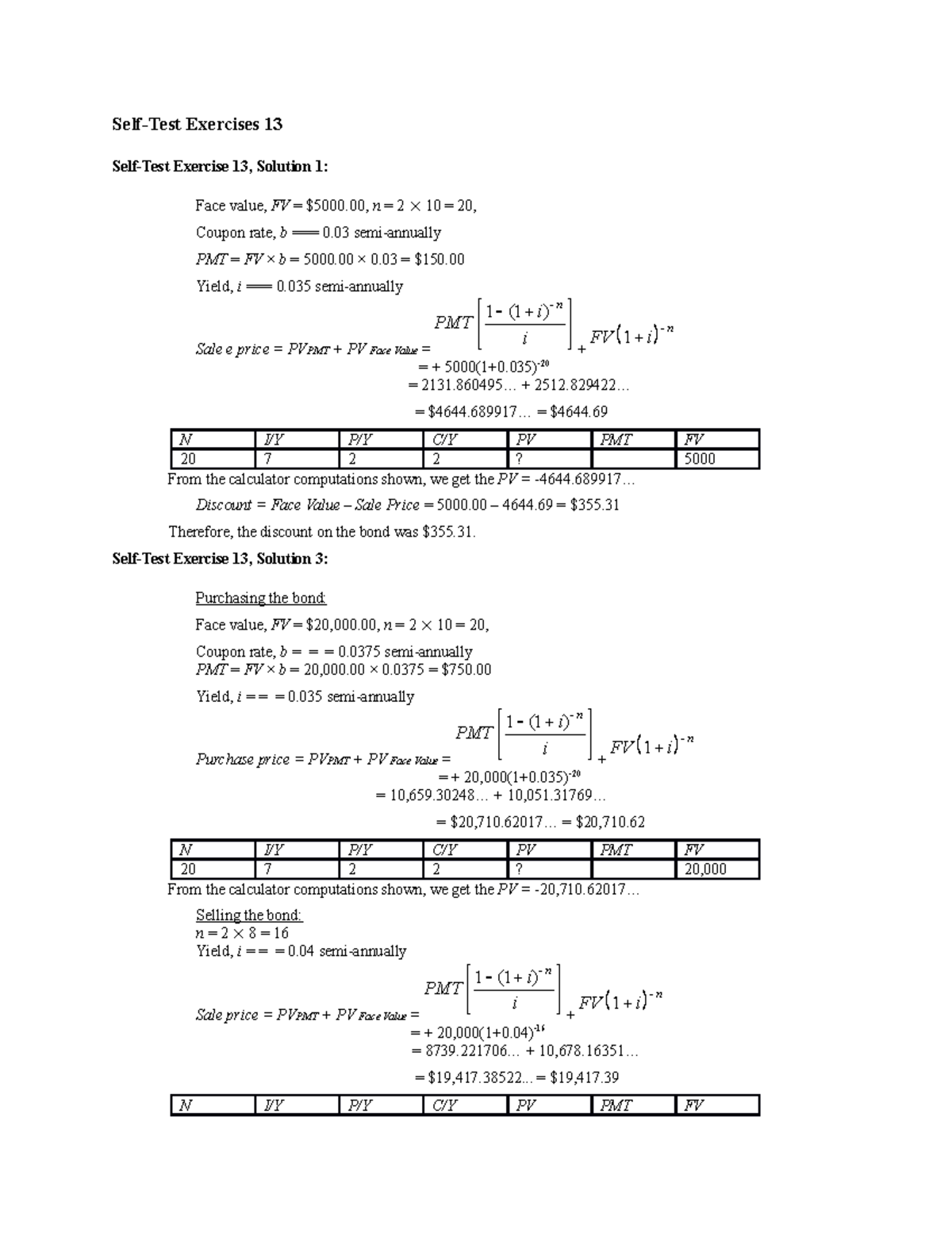 Self Test Exercises 13 - Textbook Questions - MATH10037 - Mohawk ...