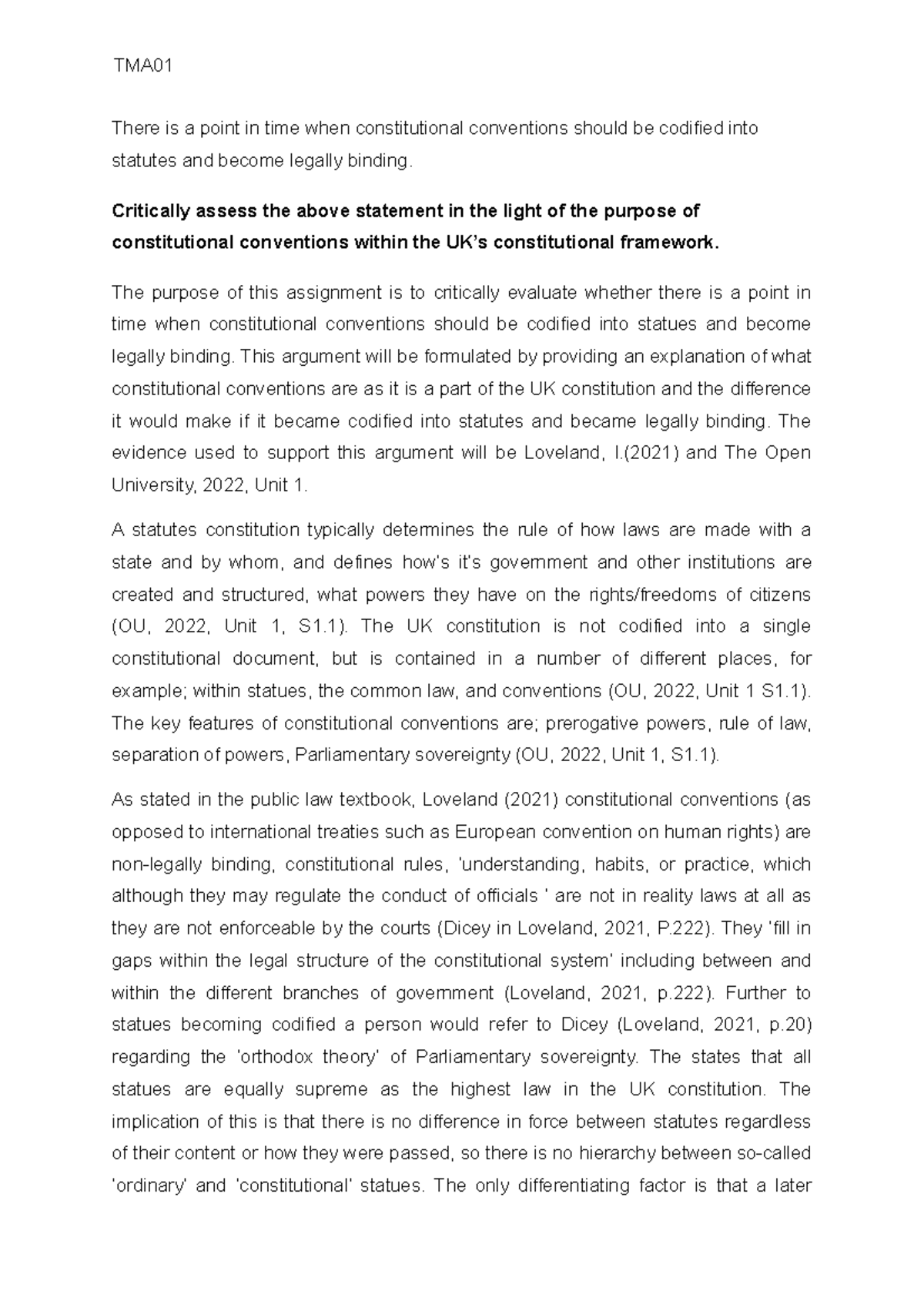 TMA01 - Public Law and Criminal Law - There is a point in time when ...