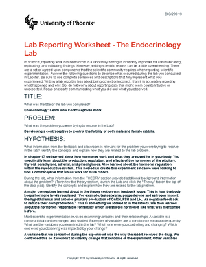 Bio290 v3 wk2 the cell structure lab - BIO/ 290 v Lab Reporting Worksheet - The Cell Structure ...