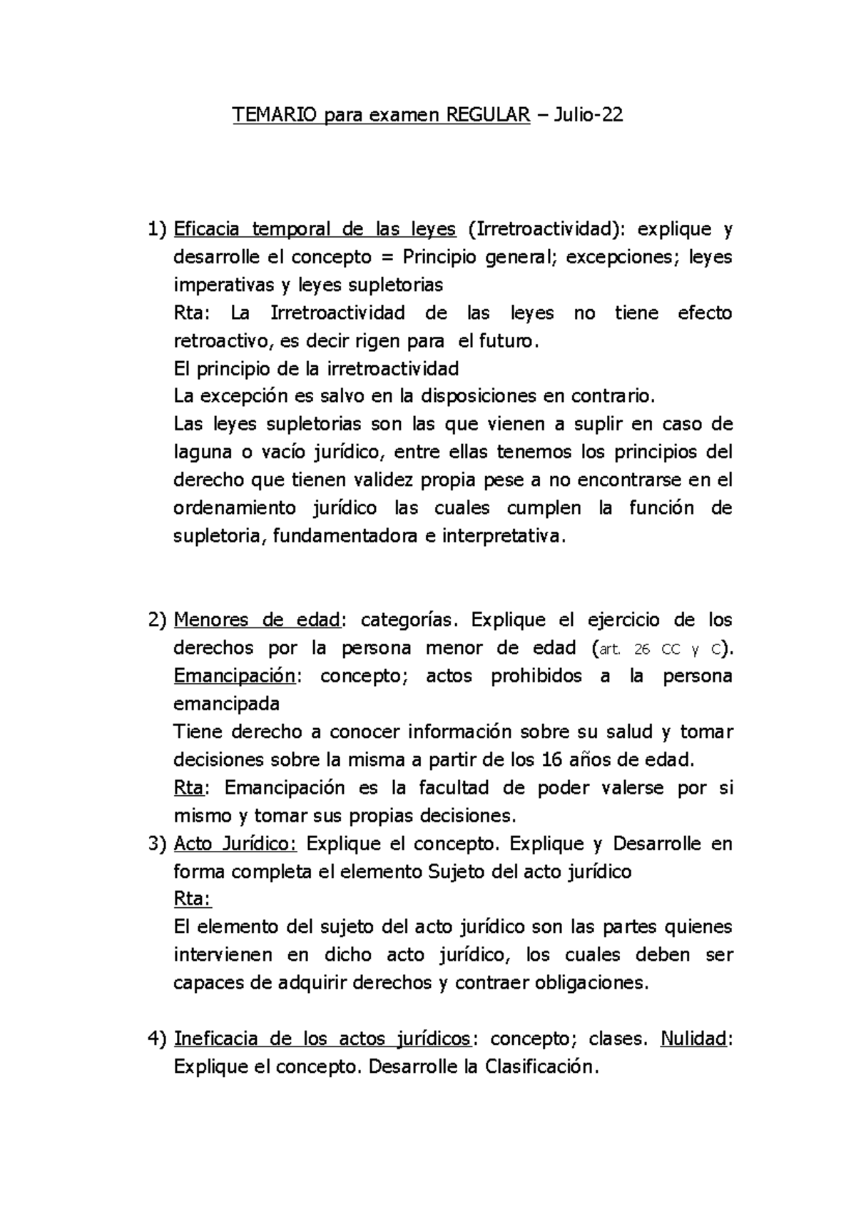 Temario examen Final - Julio-22 - TEMARIO para examen REGULAR – Julio ...