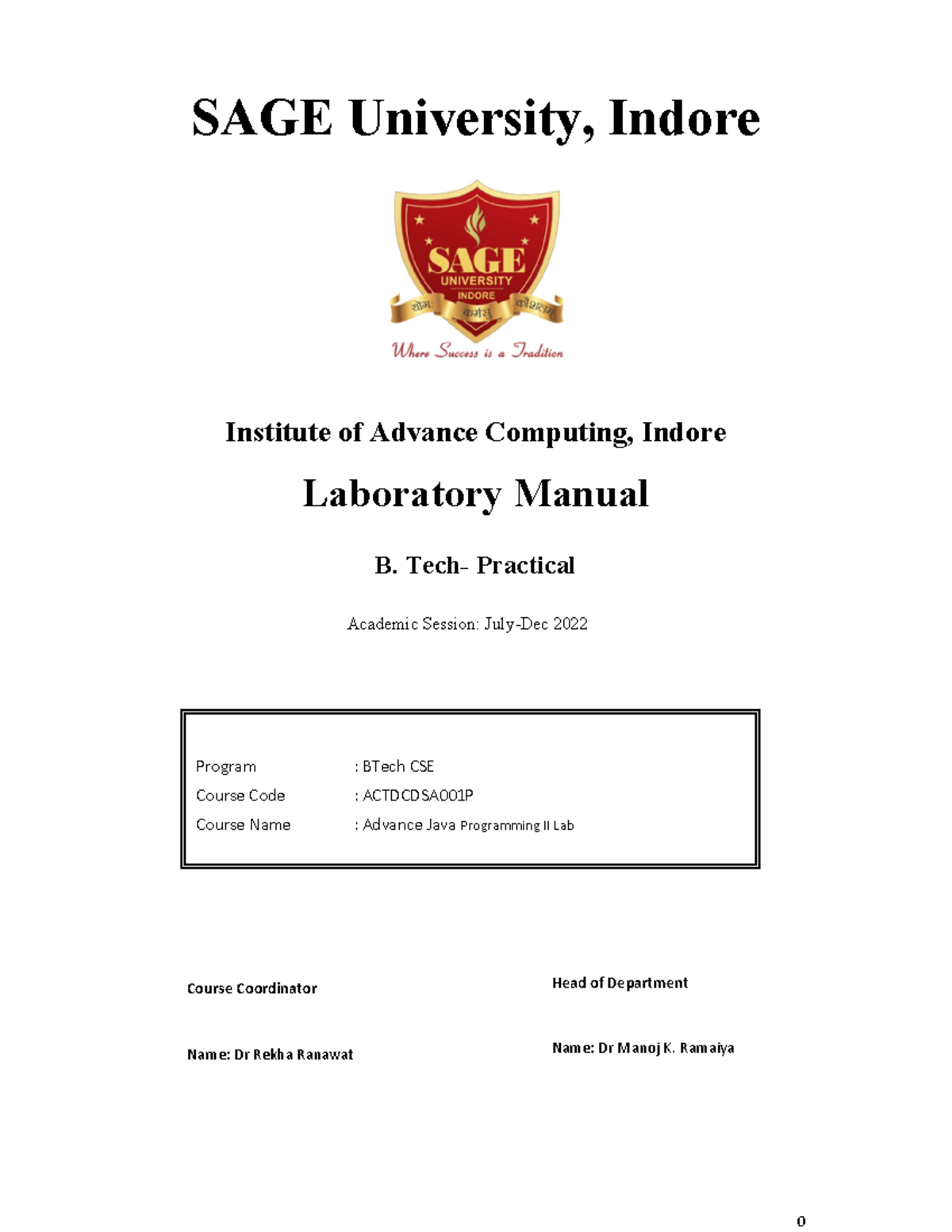 Java lab file - SAGE University, Indore Institute of Advance Computing ...