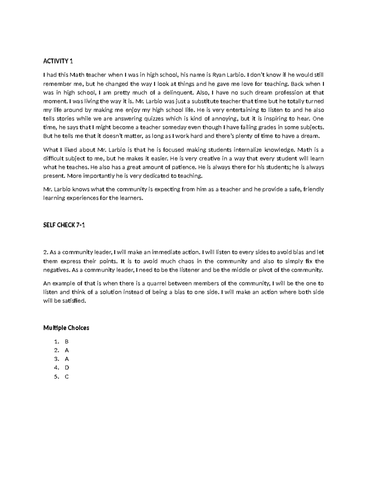 Module 7 Answer - ACTIVITY 1 I had this Math teacher when I was in high school, his name is Ryan ...