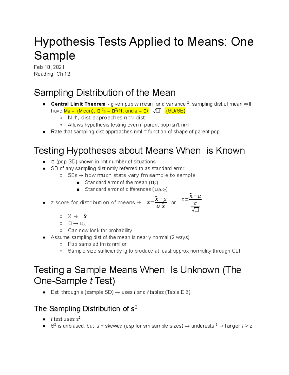 5 - Hypothesis Tests Applied to Means One Sample - Hypothesis Tests ...