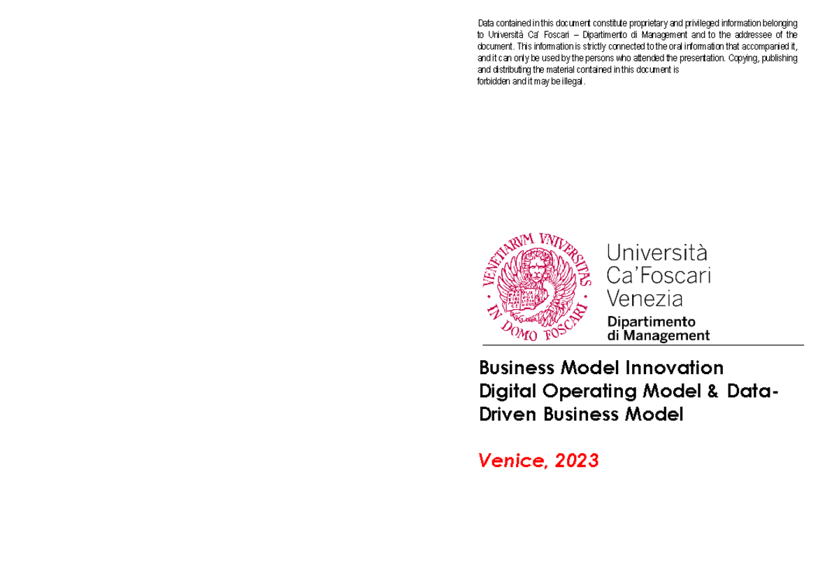 Chapter 3.2 Digital Operating Model - Data contained in this document ...