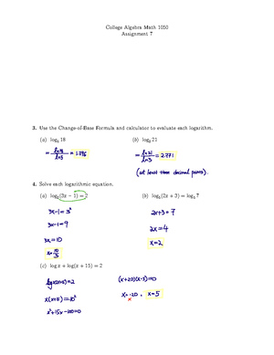 Math 1050 Final Exam - Practice Materials - College Algebra MATH 1050 Final Exam Review Problems ...