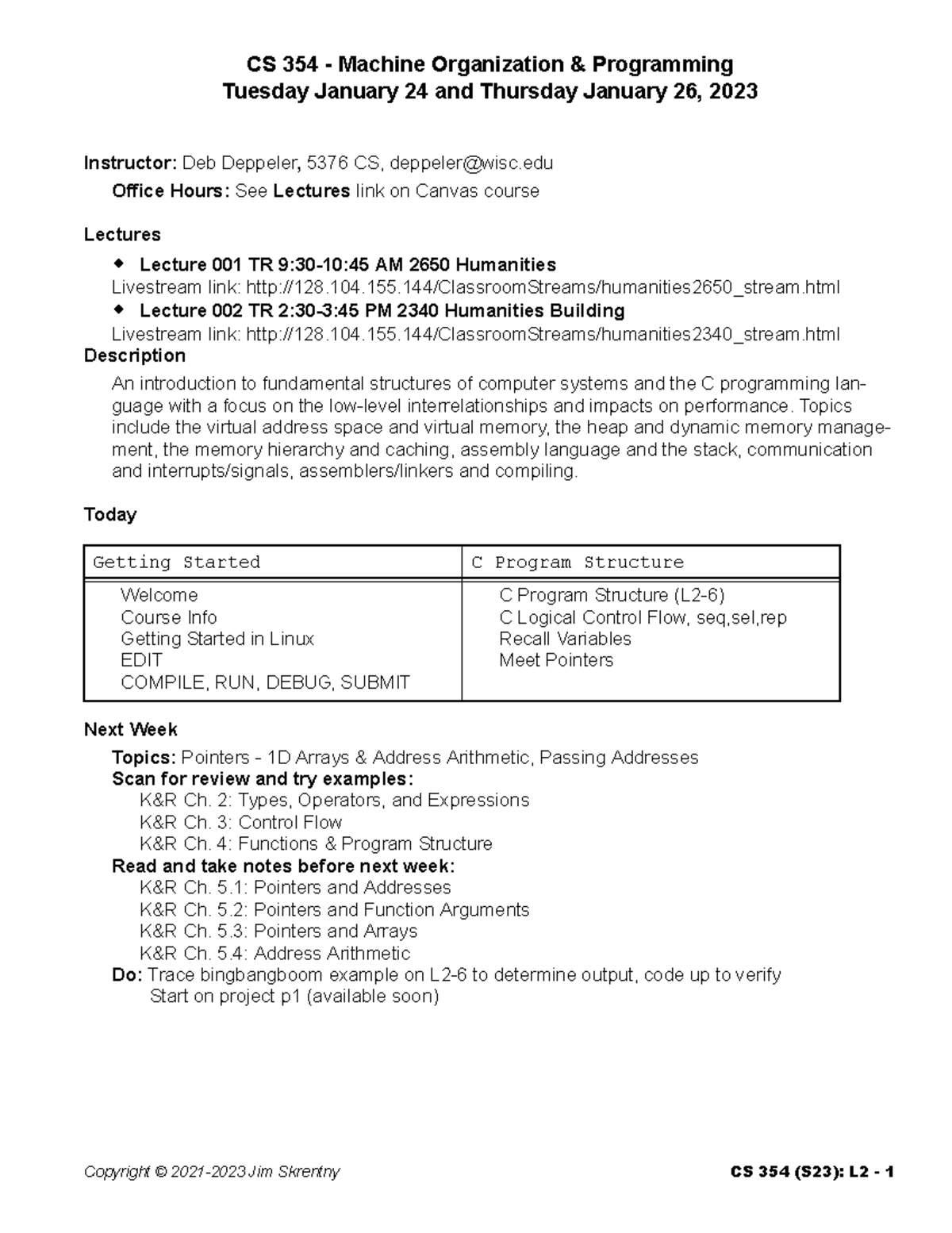 CS Machine learning note - CS 354 - Machine Organization & Programming Tuesday January 24 and ...